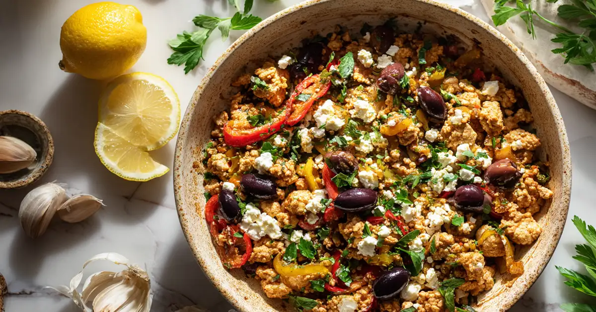 Mediterranean Keto Ground Chicken Skillet: Easy 30 minutes meal